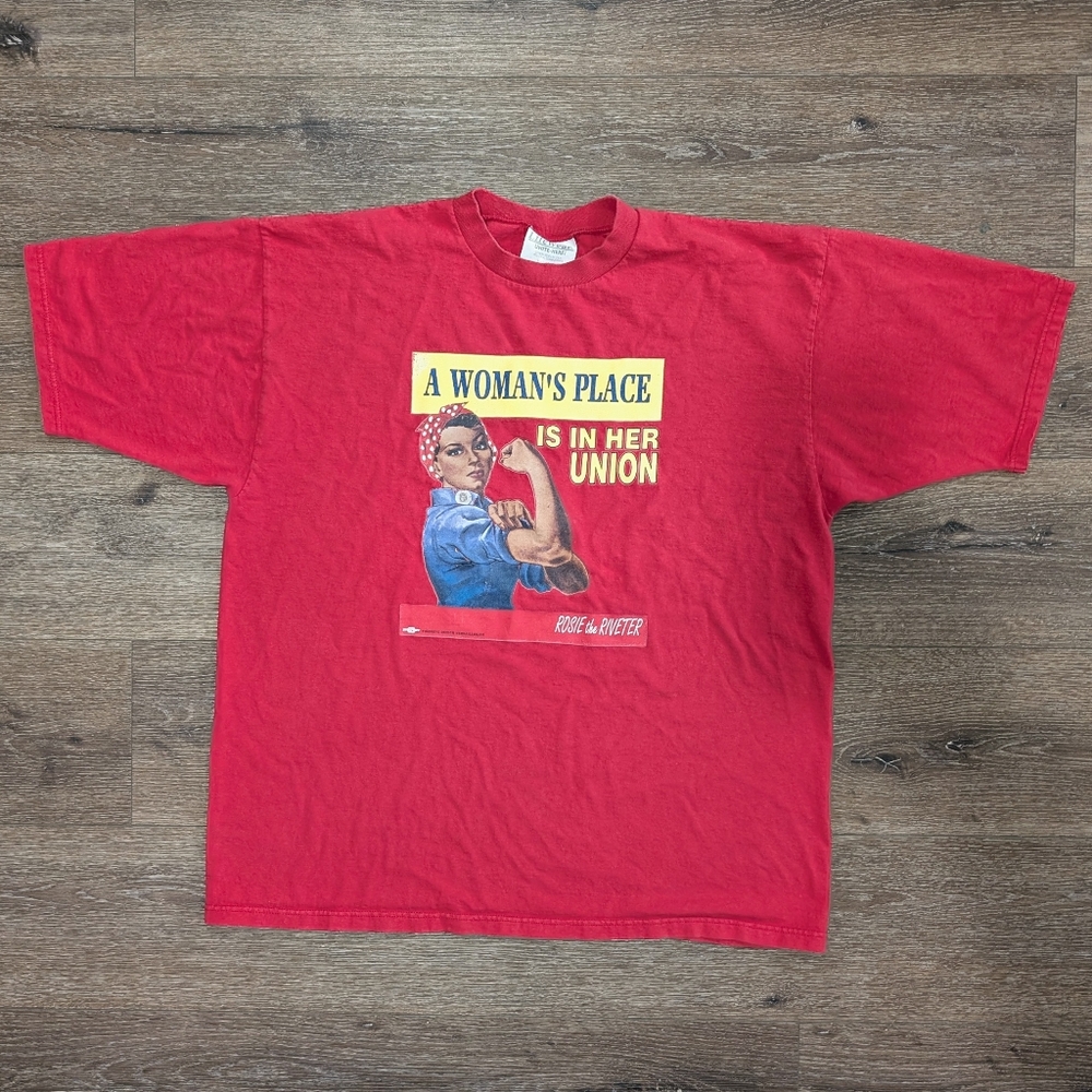 Vintage Rosie The Riveter Pro Union T-Shirt - Size Xl - Gem